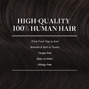 GOO GOO Clip in Hair Extensions Real Human Hair, Remy Human Hair Extensions Clip ins for Women, Natural Human Hair, 18inch 120g 7Pcs, 2 Dark Brown