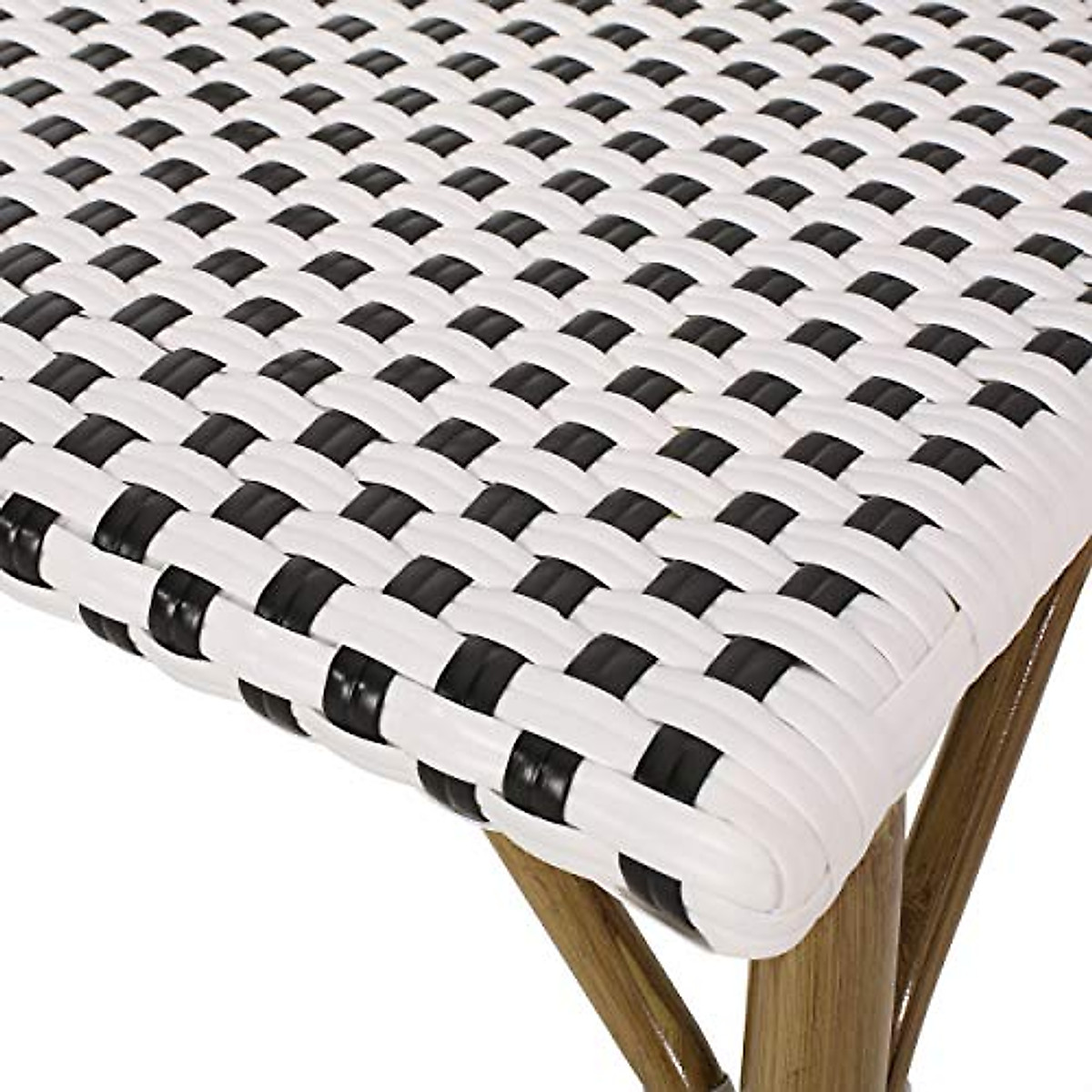 Christopher Knight Home Philomena Outdoor French Bistro Chair (Set of 2), Black + White + Bamboo Print Finish