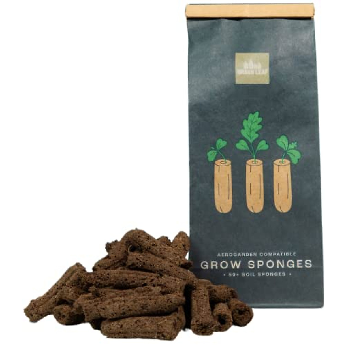 Hydroponics Sponge Grow Sponges [Pack of 50] – Organic, Sustainable, USA-Made AeroGarden Compatible Refill Sponges – 100% Coco Coir Seed Sponges – Garden Sponges with Seed Divots by Urban Leaf