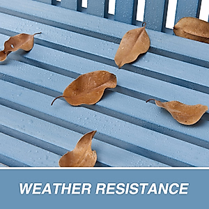 Psilvam Garden Bench, 2-Person Poly Lumber Patio Bench, All-Weather Outdoor Bench That Never Rot and Fade, Memorial Bench, Suit for Garden, Porch and Park(Blue)