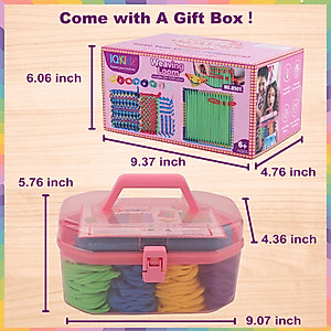 IQKidz Weaving Loom Kit for Kids and Adults - Potholder Weave Looming Toys, Gift for Girls Ages 6 7 8 9 10 11 12 13 Years Old and Above, Square Buildable Loom Knitting Activity, 224 Craft Loops