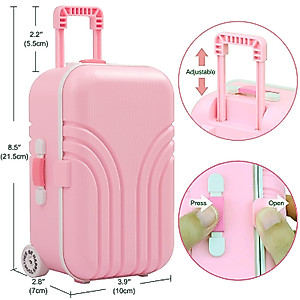 Windolls 18 Inch Doll Suitcase Travel Luggage Play Accessories - 18" Doll Clothes Accessories Travel Carrier Storage Set, Include Case, Doll Clothes, Hat, Sunglasses, Camera, Pillow, Toy Pet, etc
