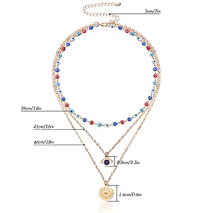 VIBILIA Layered Evil Eye Necklaces 18K Gold Plated Dainty Chocker Necklace Delicate Jewelry Gift for Women - Gold