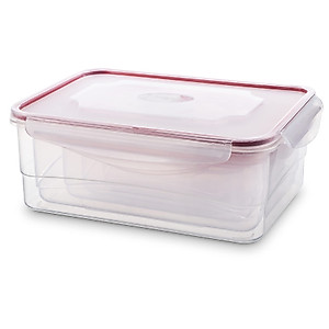 edge Airtight Nested Plastic Food Storage Containers Lunch Box and Storing, with Lids and Vent, 10 Piece Rectangle, Red