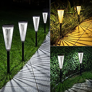 DOMIDAR 6 Pack Solar Outdoor Lights,Solar Landscape Garden Powered Pathway Lights Warm/White Switch Auto On/Off Waterproof LED Path Lighting for Garden Walkway Yard Driveway Patio Lawn Backyard Decor…