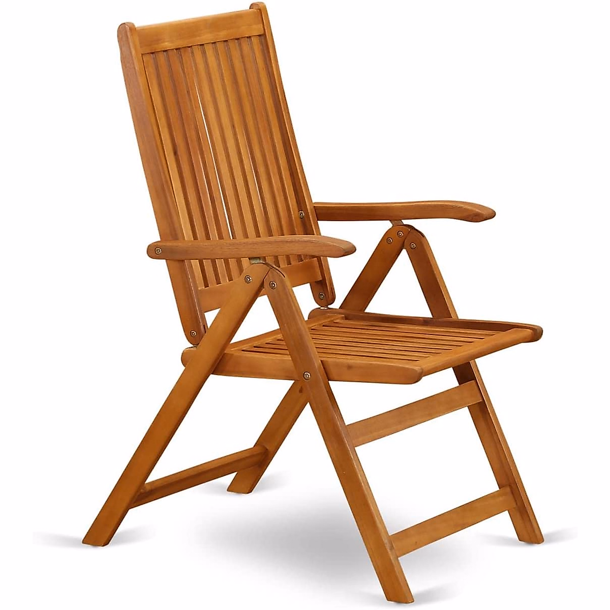 TisYourSeason Solid Wood 5 Position Folding Chair with Arm Rest in Natural Oil Finish Set of 2