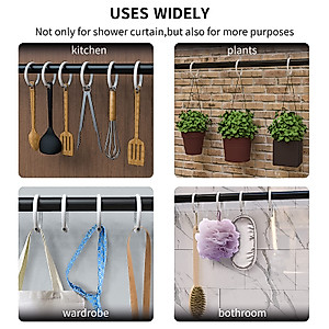 White Shower Curtain Hooks Rings, 12pcs Plastic Rust Proof Shower Curtain Hooks, Round Curtain O Rings Hook Hanger for Bathroom Shower Window Rod