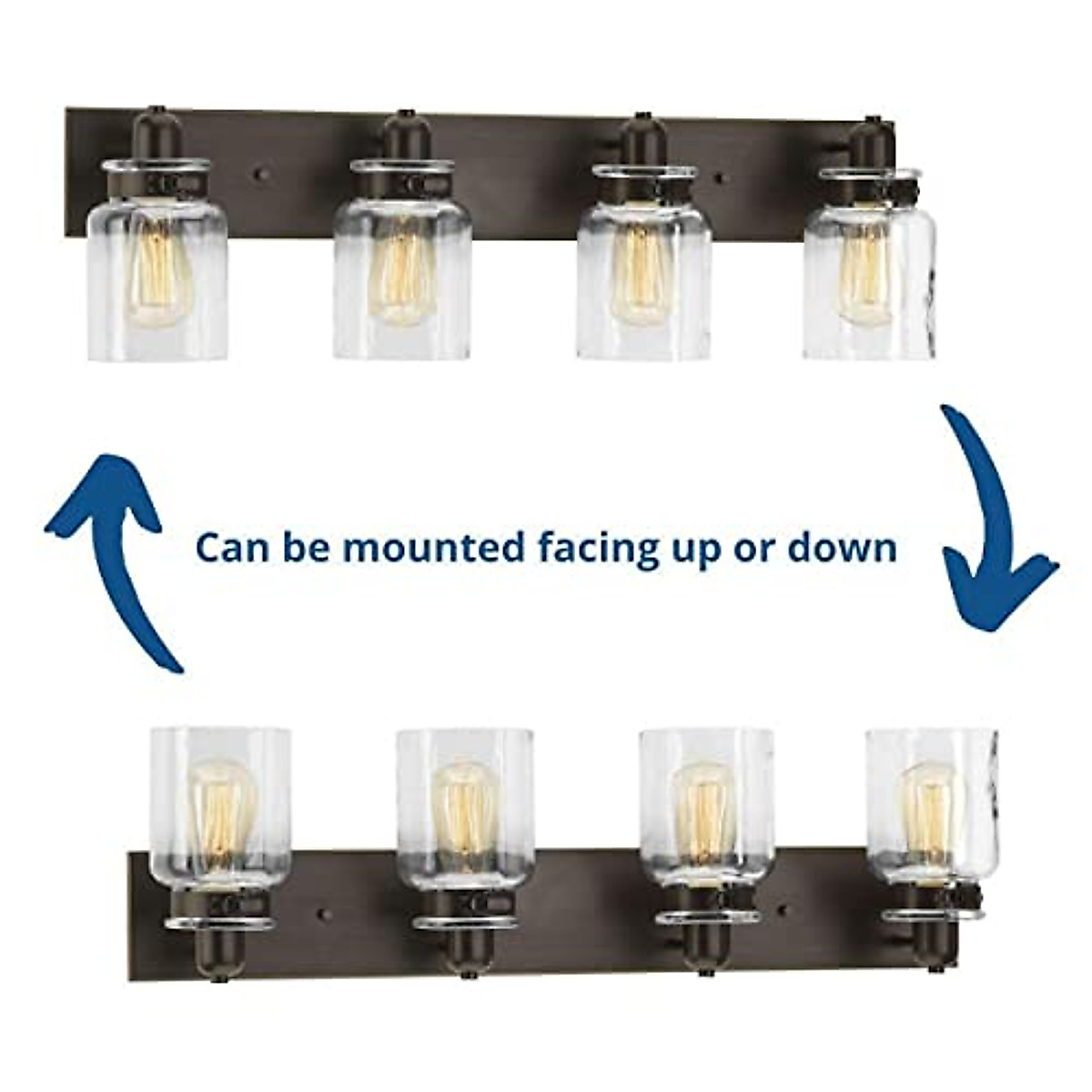 Calhoun Collection 4-Light Clear Glass Farmhouse Bath Vanity Light Antique Bronze