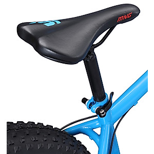 Mongoose Argus ST Fat Tire Mountain Bike for Youth Boys Girls, 24-Inch Wheels, Mechanical Disc Brakes, 12-Inch Steel Hardtail Frame, 7-Speed, Blue