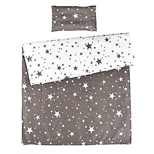 MEJU Star Twinkle 100% Cotton Duvet Cover 43" X 59" + Pillowcase 13" X19" Bedding Set with Zipper Closure for Baby Toddler Boys Girls Crib Bed Decoration Gift