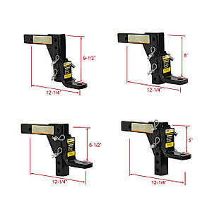 MaxxHaul 70067 Trailer Hitch - 8-Position Adjustable Ball Mount Tow Hitch - 5000 lbs. GTW Capacity , Black