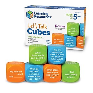 Learning Resources Let's Talk! Cubes, 6 Cubes with 36 Prompts, Ages 5+,Conversation Cubes, SEL & Autism Therapy,Back to School Supplies,Teacher Supplies