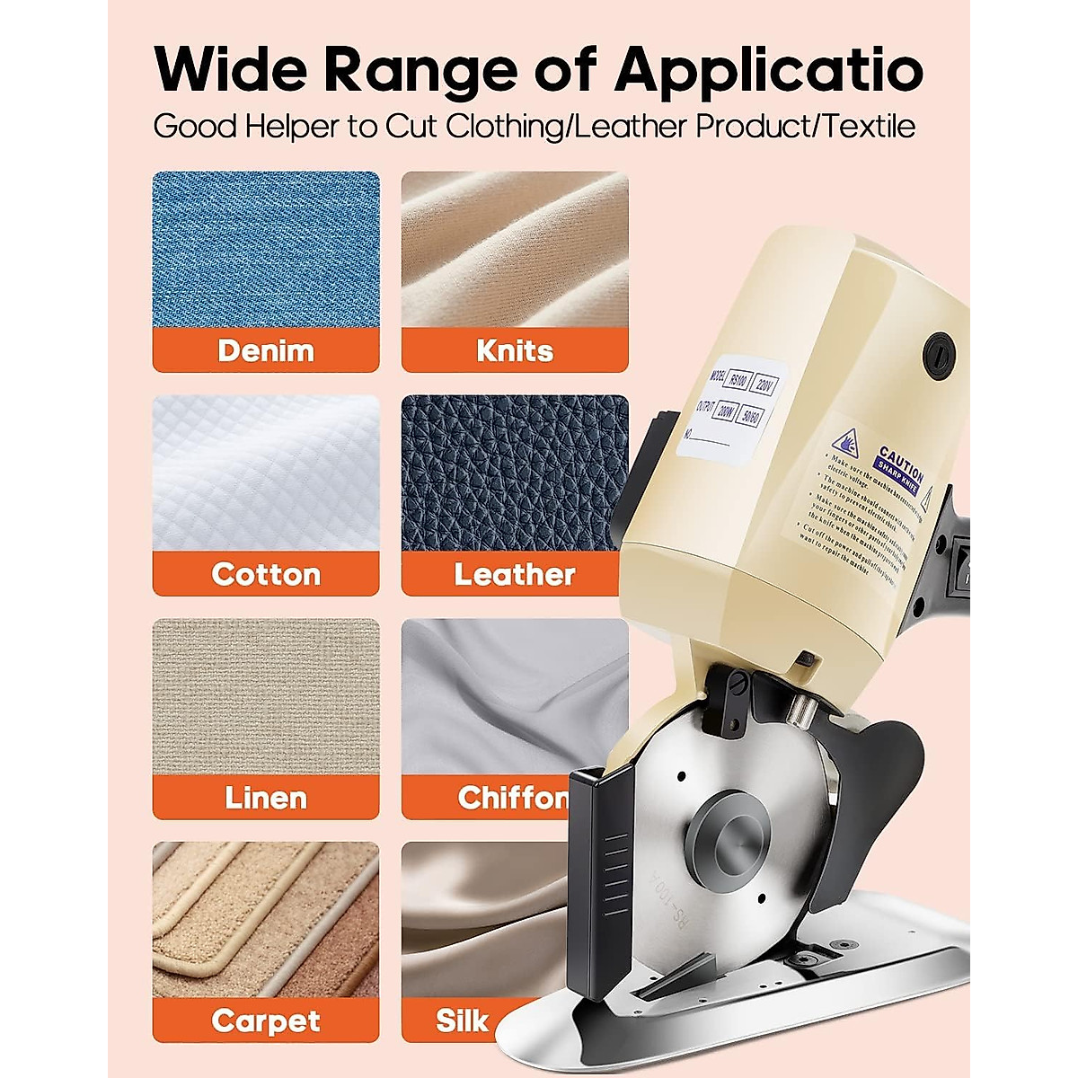 Electric Rotary Fabric Cutter, 100V Electric Cloth Cutting Machine, Octagonal Blade Cloth Cutter Electric Scissors with Automatic Sharpener, for Multi Layer Carpet Leather