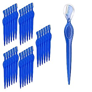ALAZCO 30 pc Eyebrow Razor Precision Shaver Facial Exfoliating Dermaplaning Tool Peach Fuzz Face Brow Touch-Up Shaper Lip Bikini Area Razor Trimmer Washable Reusable Women Men - Blue