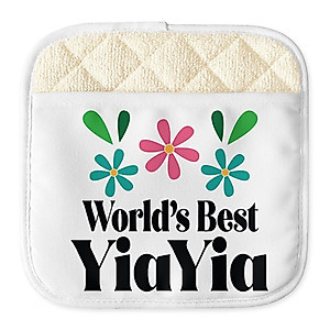 CafePress Worlds Best Yia Yia Pot Holder with Unique Design 9"x9"