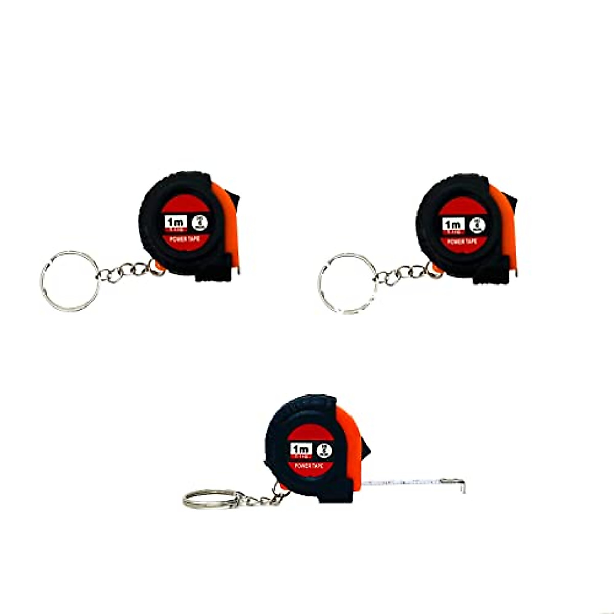 3 Pieces 1m/3ft Mini Keychain Portable Retractable Steel Tape Metric/Inch Measuring Tape Ruler Slide Lock for Body Measure, Kids Adult (3)