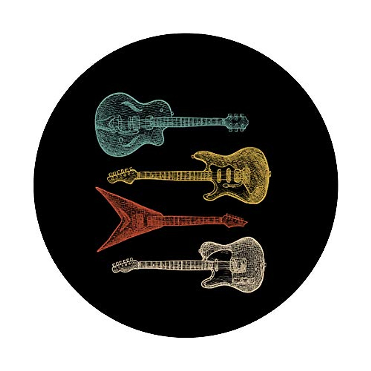 Distressed Retro Electric Guitars. Vintage Bass Guitar print PopSockets PopGrip: Swappable Grip for Phones & Tablets