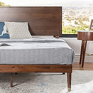 ZINUS Raymond Wood Platform Bed Frame with Adjustable Wood Headboard / Solid Wood Foundation / Wood Slat Support / No Box Spring Needed / Easy Assembly, Queen