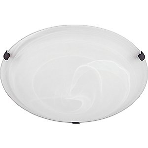 Capital Lighting 2820FF-AL Alan Modern White Faux Alabaster Glass Flush Mount, 4-Light 240 Total Watts, 6" H x 20" W, Mediterranean Bronze/Matte Nickel