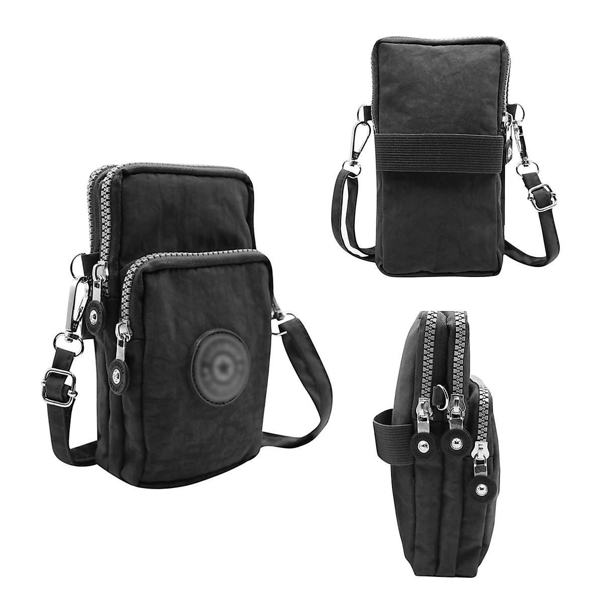 Amamcy Nylon Crossbody Cellphone Pouch Waterproof 3 Layers Unisex Phone Bag Shoulder Bag Coin Purse for Women Men