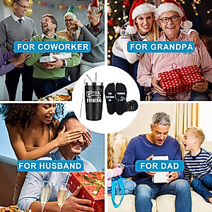 Golden Associate Fishing Gifts for Men, Novelty Fishing Socks and Tumbler 20 Oz Cup, Fisherman Gifts Stocking Stuffers for Dad Boys Husband Grandpa Boyfriend Him