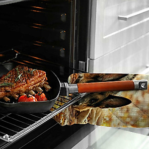 My Daily Kitchen Apron with Pockets, Oven Mitt and Pot Holder Set, German Shepherd Dog Adjustable Cooking Apron, Microwave Glove, Potholder, 3 Piece