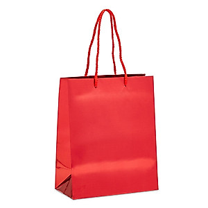 Sparkle and Bash Red Metallic Medium Gift Bags with Handles for Weddings, Birthdays (9.25 x 8 x 4.25 in, 24 Pack)