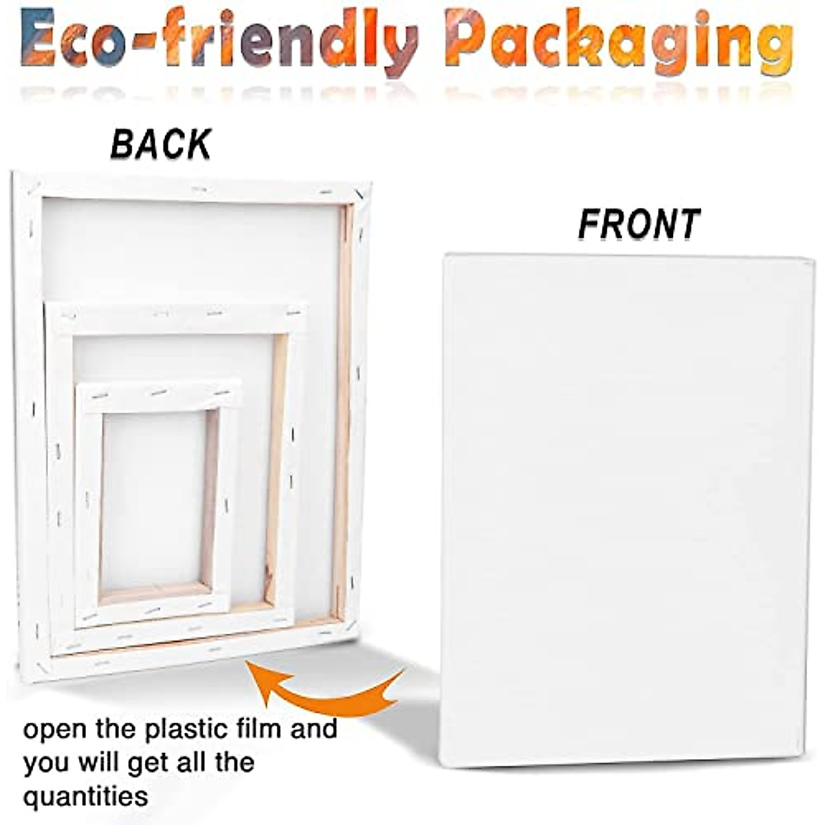 3 Pack Canvases for Painting with Multi Pack 11x14", 5x7", 8x10", Painting Canvas for Oil & Acrylic Paint