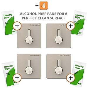 Wall Hooks Robe & Towel Adhesive for Hanging Towels - Set of 4 - for Bathroom, Kitchen - Sticky Hanging Wall Hangers Without Nails