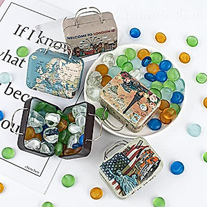 Framendino, 5 Pack Mini Suitcases Boxes Small Cartoon Tin Plate Gift Box Rectangular Coin Container Handbag with Handle for Party Wedding Decorations (Style D)