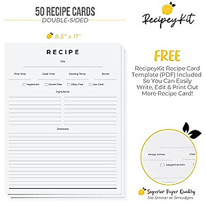 RECIPEYKIT Recipe Binder 8.5x11 3 Ring - Amazing New Design - Cards, Plastic Sleeves, Dividers, Labels - Recipe Binder Kit Organizer (Citrus Bloom)