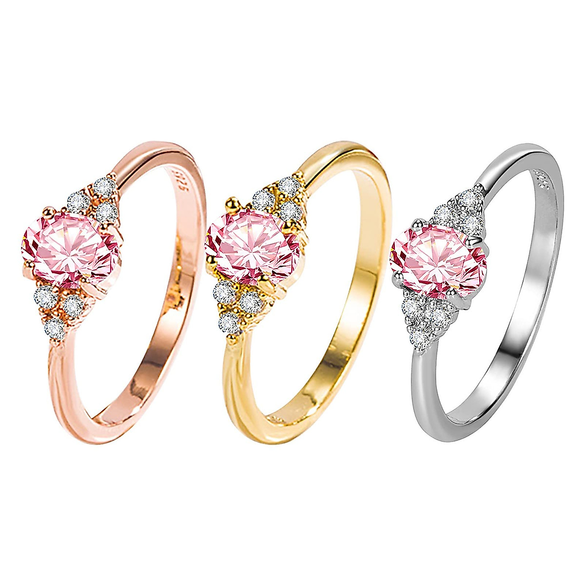 Women Promise Rings Simple Pink Oval Zircon Ring Fashion Stackable Engagement Anniversary Wedding Band Ring Ten Girl Costume Jewelry Size 6-10 (Silver, 9)