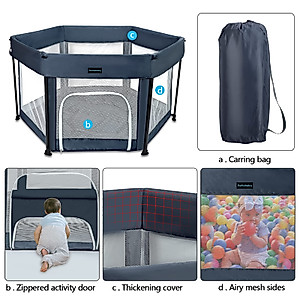 Baby Playpen, Bellababy Extra Large Playard, Kids Activity Centre, Portable with Soft Mattress & Storage Bag, Anti-Skid Pads, Lightweight, Indoor-Outdoor