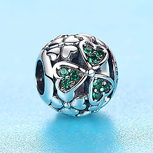 Lucky Clover Heart Charm Beads 925 Sterling Silver Beads Fit for Women European Charm Bracelet
