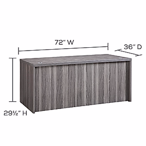 Mayline ARD7236LGS Aberdeen 72"W x 36"D Straight Front Rectangle Desk, Gray Steel Tf