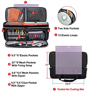 LZXYBIN Carrying Case Bag with Mat Pocket for Cricut Explore Air 2 Maker 3 Bag Carrying Case Black