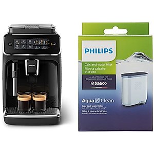 Philips 3200 Series Fully Automatic Espresso Machine w/Milk Frother, Black, EP3221/44 with Philips Saeco AquaClean Filter Single Unit, CA6903/10