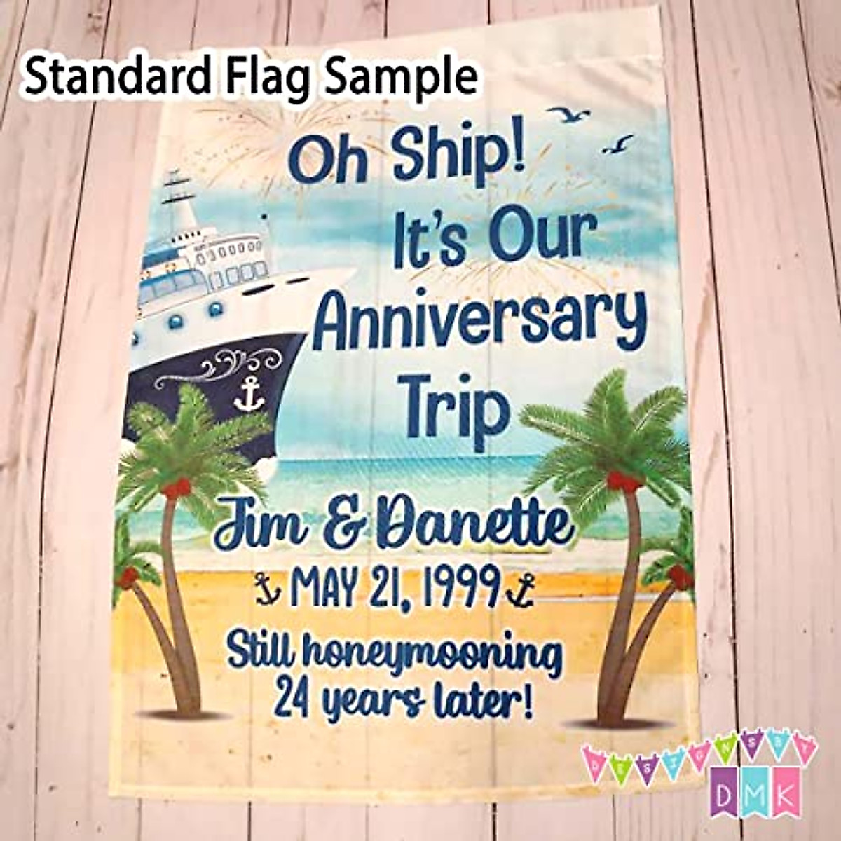 Oh Ship! It's Our Anniversary Trip - Cruise Door Decoration - PERSONALIZED - Banner - Flag - Standard or Premium Fabric - CF004