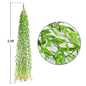 Lvydec 6pcs Artificial Vines Fake Greenery Garland Willow Leaves with Total 30 Stems Hanging for Wedding Party Home Garden Wall Decoration