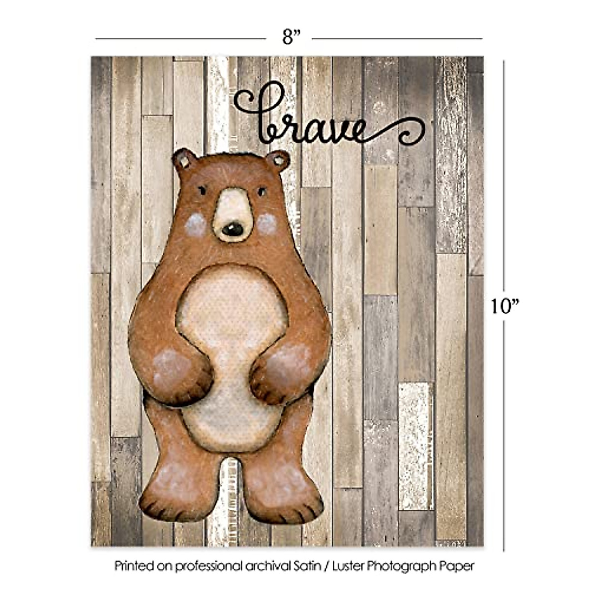 Woodland Nursery Decor for Boys - Animal Pictures Wall Art - Baby Room Animal Prints on Shiplap Background - Bear Deer Fox Raccoon Owl Squirrel Decor - Set of 6 PRINTS - 8x10 - UNFRAMED