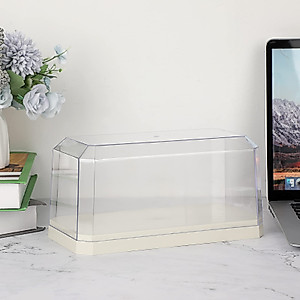 JUXYES Clear Display Box for Collectibles, Rectangular Display Box Stand Countertop Stackable Display Case With Base, Transparent Storage Containers Mini Display Box for Action Figures Toys