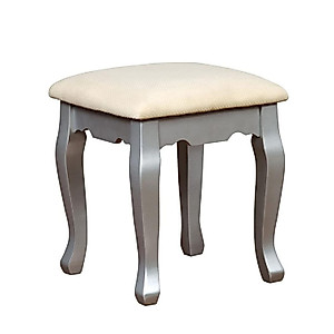 Benjara Benzara Beauty Queen Vanity Table and Stool Set, Silver,