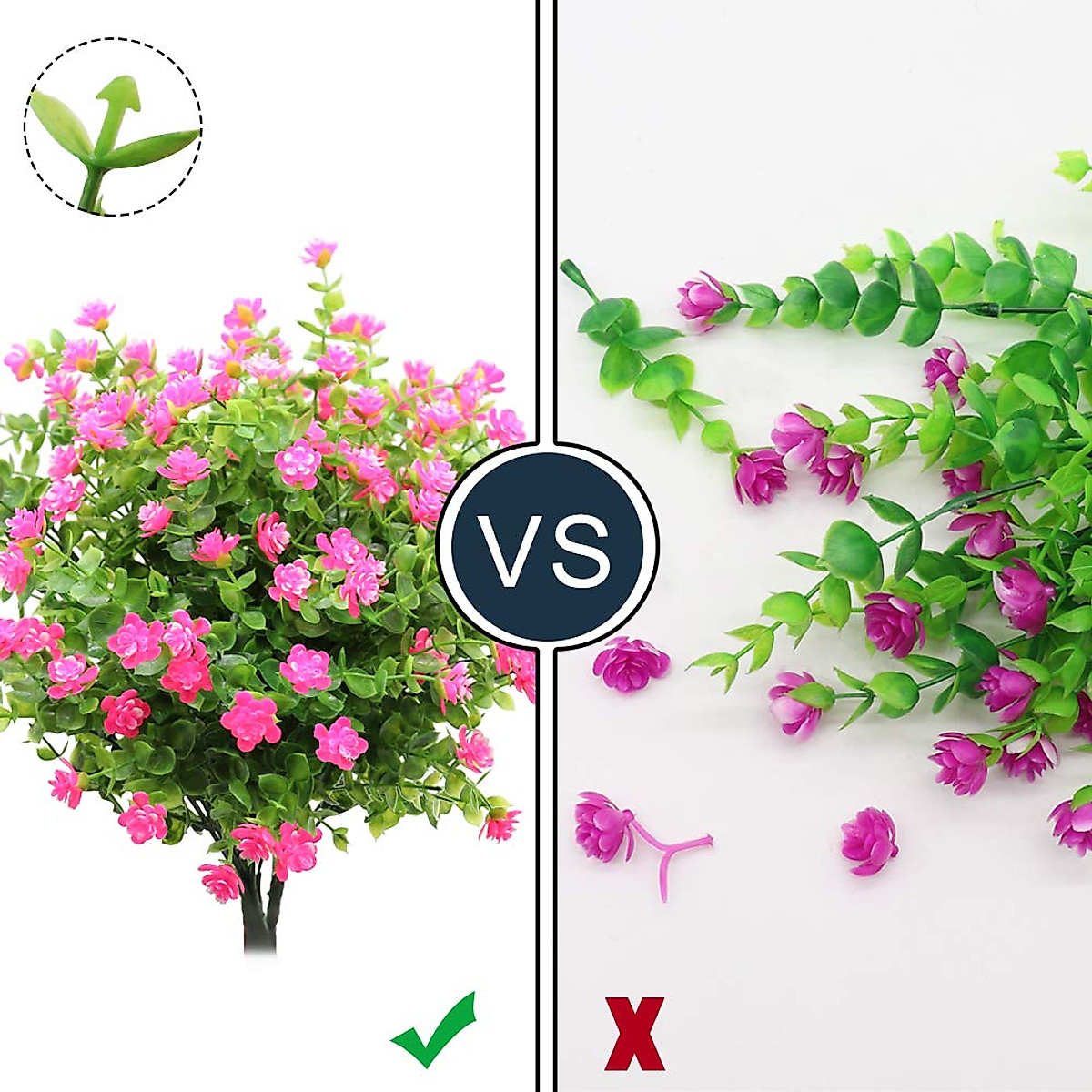 GKONGU Artificial Flowers, 4 Bundles Fake Eucalyptus UV Resistant Flowers Plastic Lotus Flowers Bouquets Greenery Shrubs Plants for Indoor and Outdoor Garden Porch Patio Office Home Decoration