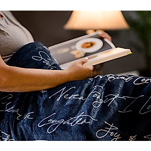 Chanasya I Love You Gift Throw Blanket- Sherpa Microfiber Unconditional Love Together Forever Throw- for Women Men Girlfriend Boyfriend Husband Wife (50x65 Inches) - Blue Blanket