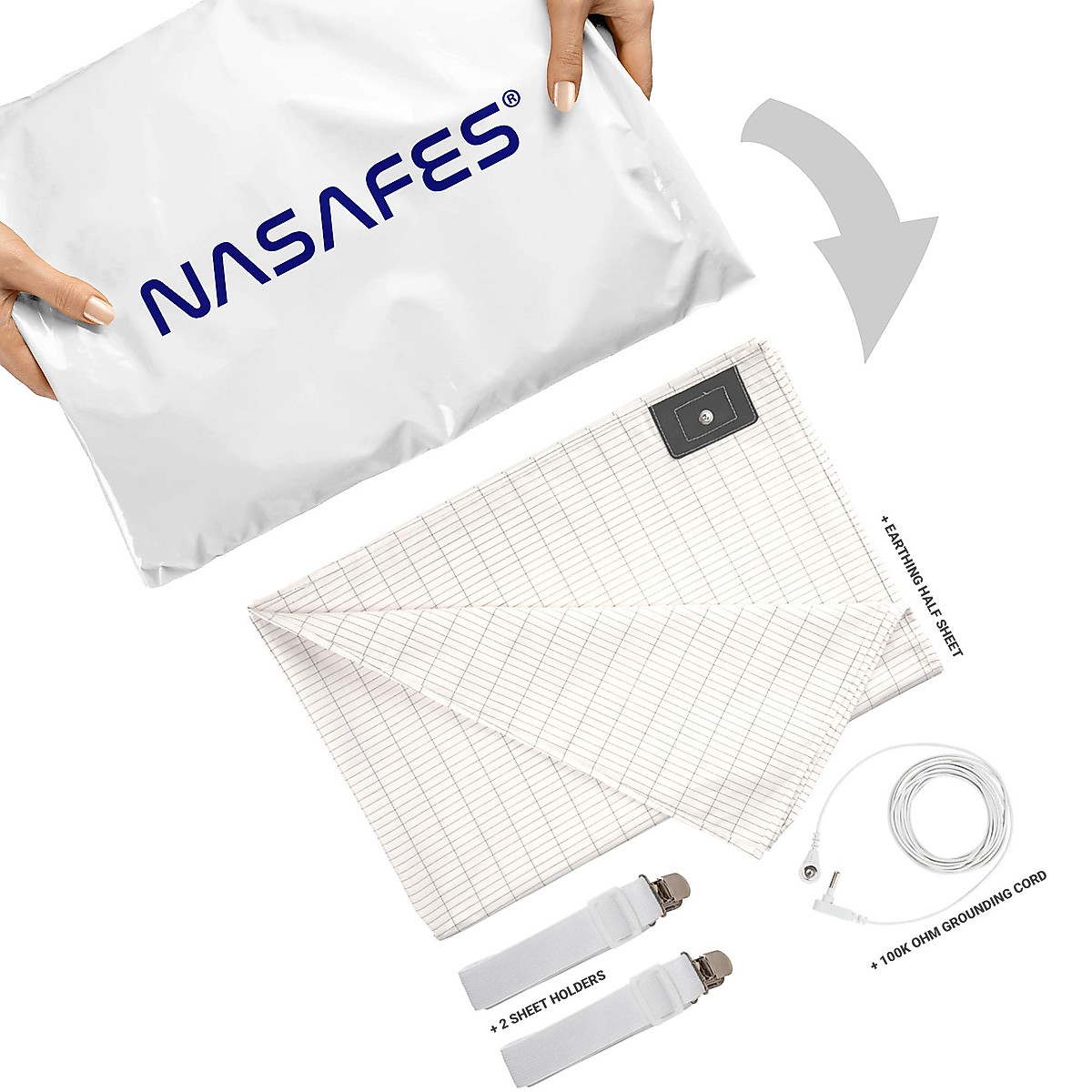 Earthing Half Sheet, Grounding Sheets for Earthing, Earthing Mat, Grounding Kit | Including Grounding Cord + 2 Suspenders | Earthing Sheet, Grounding Mat Earthing