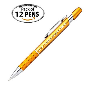 Personalized Ballpoint Pens Click action Custom Black writing ink - The Sleeker - Full color Printed Name Pens with Your Logo/Text/Message FREE PERSONALIZATION - 12 Qty (Assorted)
