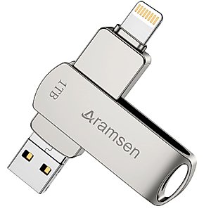 Aramsen Flash Drive 1TB iPhone Photo Stick, USB 3.0 Flash Drive Photo Stick Memory Stick External Storage for iPhone/iPad/Android/PC（Silver