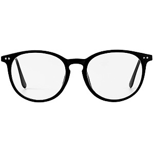Kursan Non Prescription Clear Lens Fake Glasses for Women Men Retro Round Plastic Frame Eyeglasses (Bright Black)