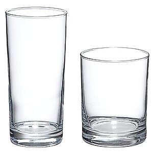 Amazon Basics Admiral 16-Piece Old Fashioned and Coolers Glass Drinkware Set