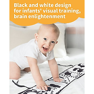 High Contrast Baby Toys, Infant Tummy Time Cloth Book Crib Toys, Black and White Baby Soft Book for Infants Boys and Girls Early Education